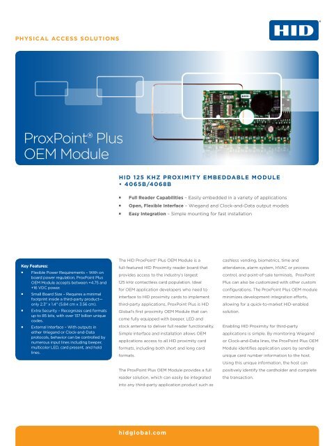 ProxPointÂ® Plus OEM Module - HID Global