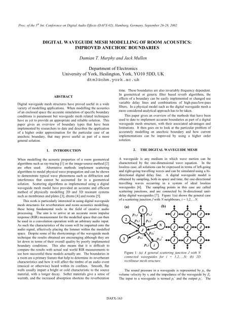 Digital Waveguide Mesh Modeling of Room Acoustics: Improved ...