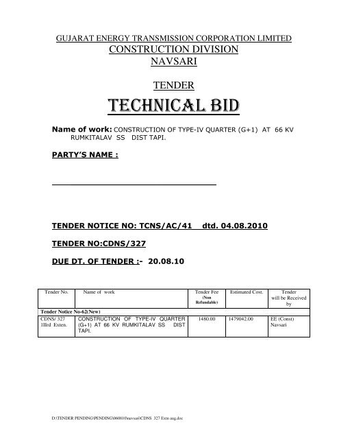TECHNICAL BID - Gujarat Electricity Board