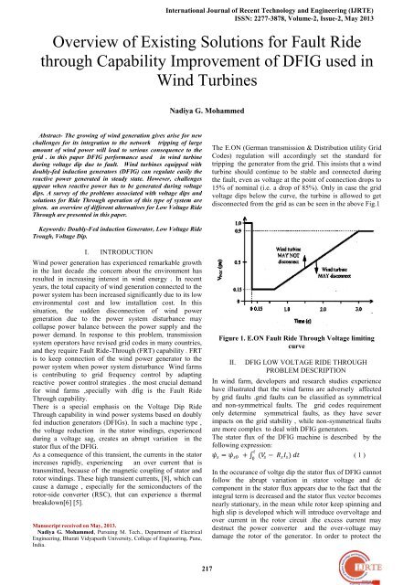 Overview of Existing Solutions for Fault Ride through Capability ...