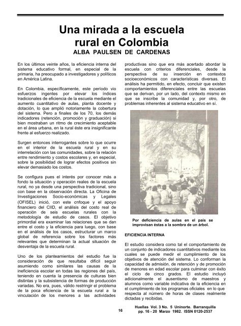 Una mirada a la escuela rural en Colombia