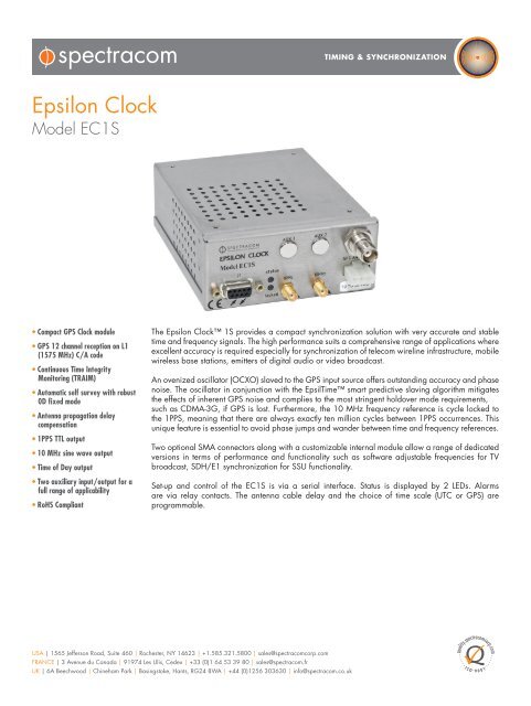 EC1S Epsilon Clock - Spectracom