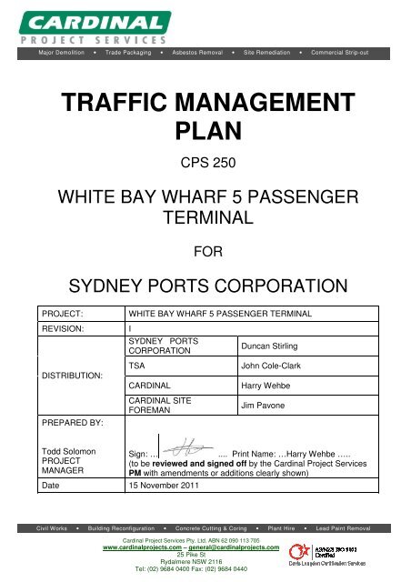 TRAFFIC MANAGEMENT PLAN - Sydney Ports