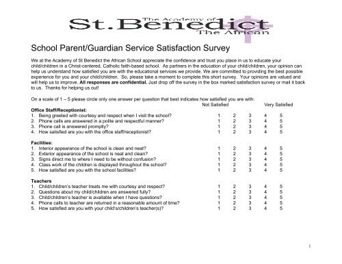 School Parent/Guardian Service Satisfaction Survey - The Academy ...