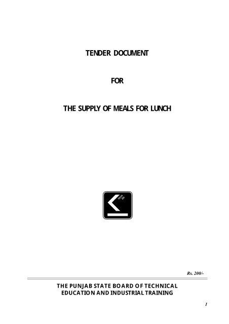 tender document for the supply of meals for lunch - Technical ...