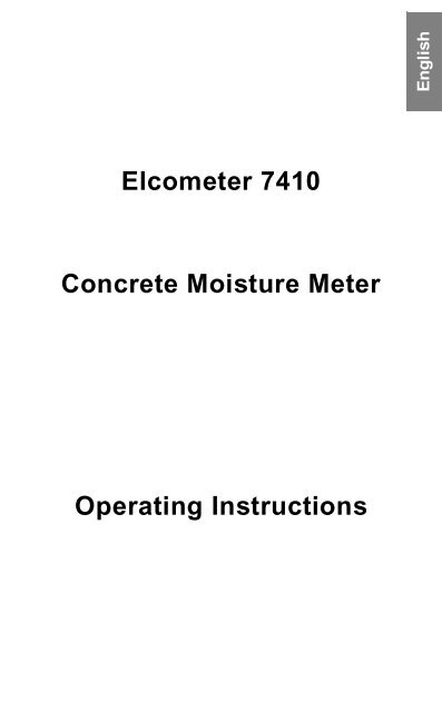 Elcometer 7410 Concrete Moisture Meter Operating Instructions