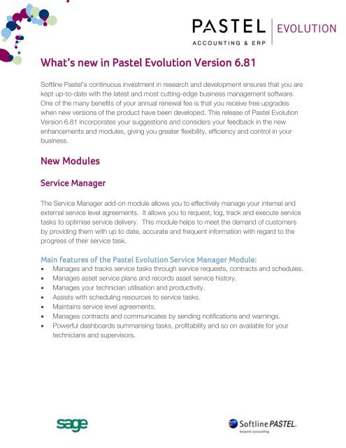What's new in Pastel Evolution Version 6.81