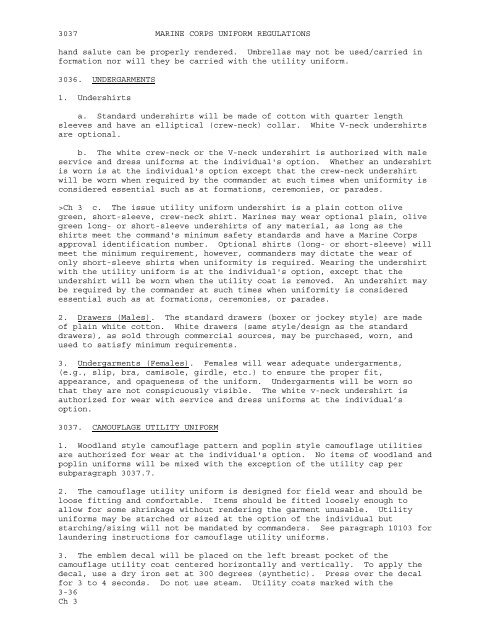 MARINE CORPS UNIFORM REGU