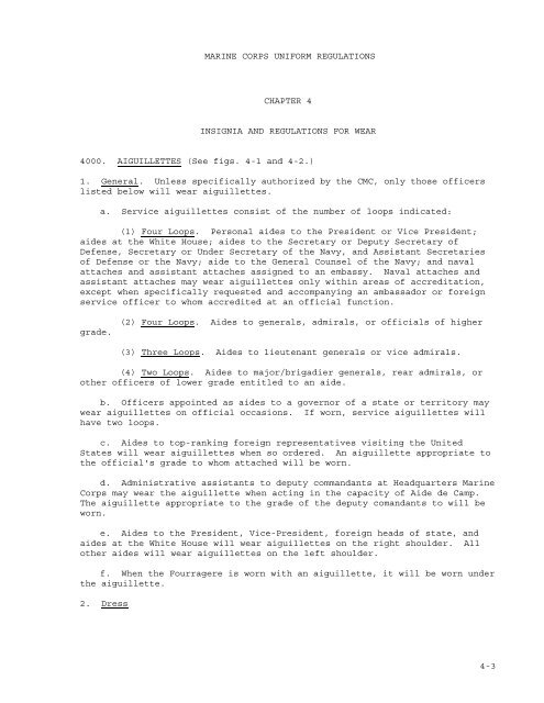 MARINE CORPS UNIFORM REGU