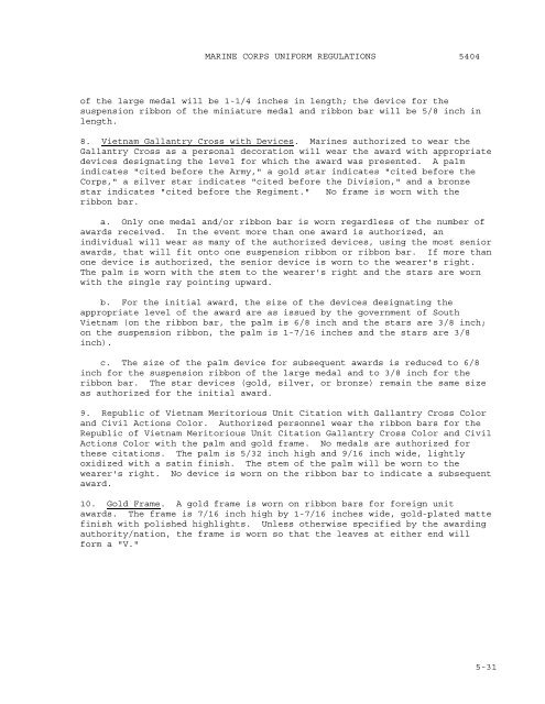 MARINE CORPS UNIFORM REGU