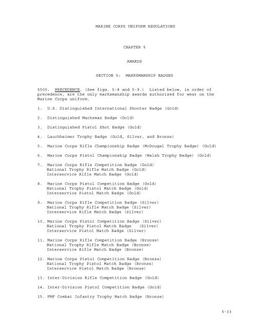 MARINE CORPS UNIFORM REGU