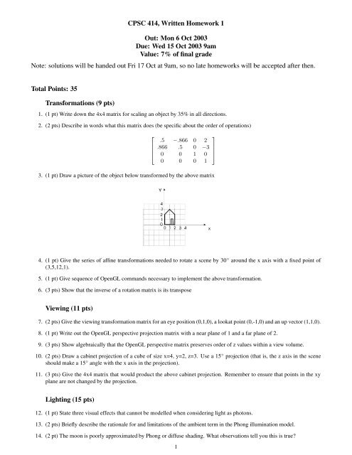 CPSC 414, Written Homework 1 Out: Mon 6 Oct ... - Ugrad.cs.ubc.ca