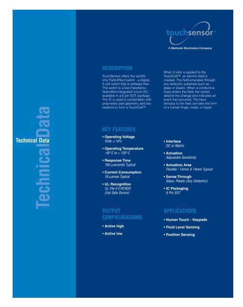 TouchSensor Field-Effect Data Sheet - Methode Electronics, Inc.