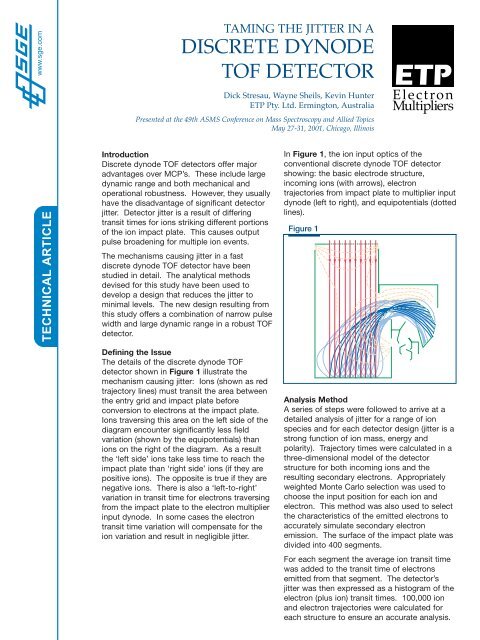 DISCRETE DYNODE TOF DETECTOR - SGE Analytical Science