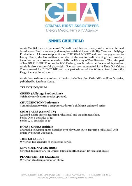 ANNIE CAULFIELD CV - Gemma Hirst Associates