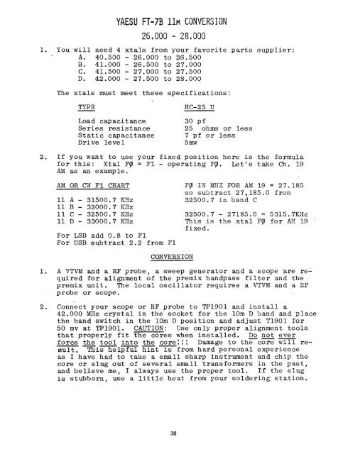 Yaesu FT-7B 11M Conversion - CB Tricks