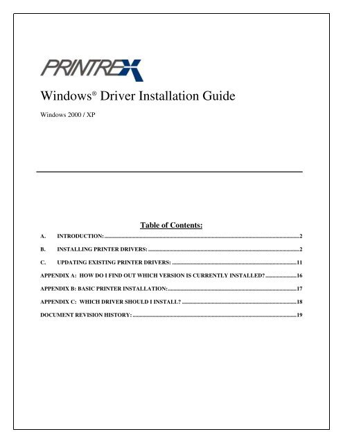Printrex Driver Install Manual - TransAct