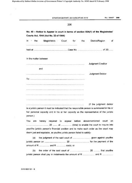 Letter Of Demand South Africa Magistrates Court - Infoupdate.org