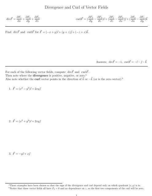 Divergence And Curl Compute The Divergence And Curl Of The Vector Divergence And Curl Compute The Divergence And Curl Of The Vector