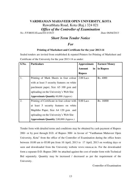 Financial Bid (For Envelo