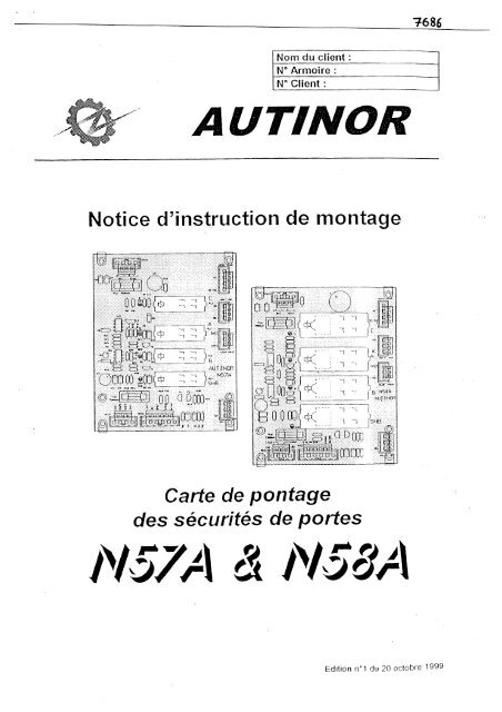 Isonivelage Carte N57 & N58 - Manuel d'installation