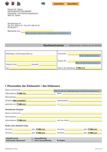 Formular E 30.11: Nachlassinventar - Steuern St. Gallen - Kanton St ...
