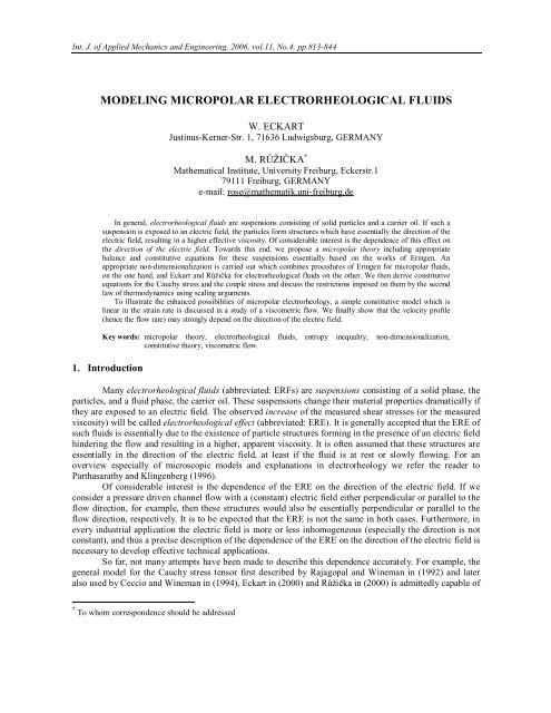 modeling micropolar electrorheological fluids - International Journal ...