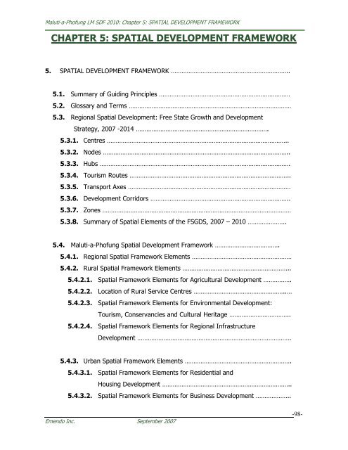 MAP SDF 2010 Chapter 5 SDF - Maluti-A-Phofung Municipality