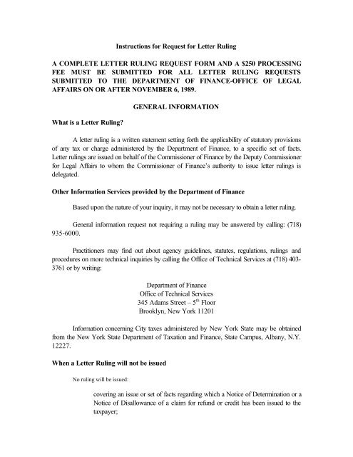 Instructions for Request for Letter Ruling A COMPLETE ... - FormSend