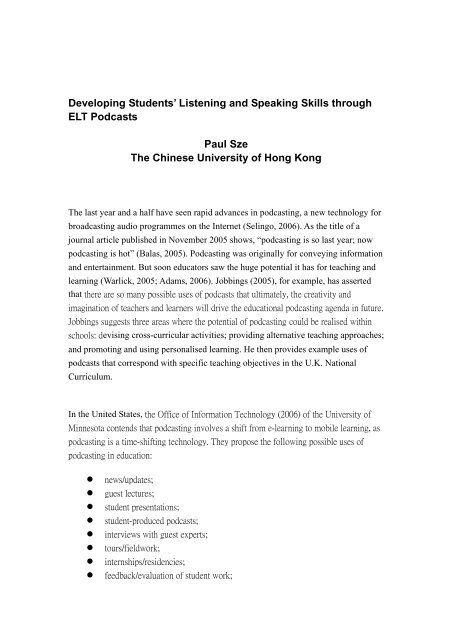 Developing Students' Listening and Speaking Skills through ELT ...