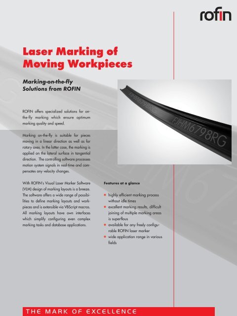 Laser Marking of Moving Workpieces - Rofin