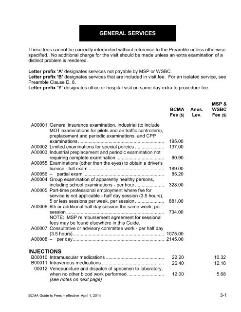 Fee Guide Template - British Columbia Medical Association