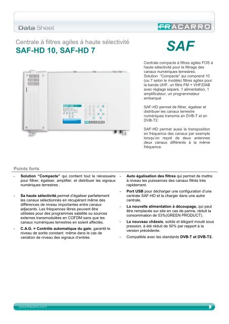 SAF-HD 10, SAF-HD 7 - Fracarro