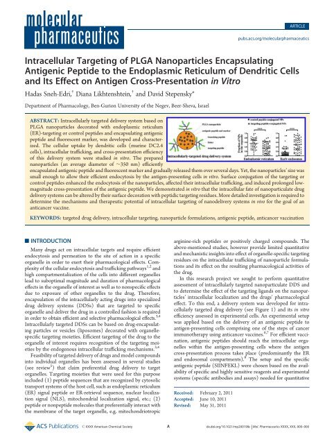 Intracellular Targeting of PLGA Nanoparticles Encapsulating ...