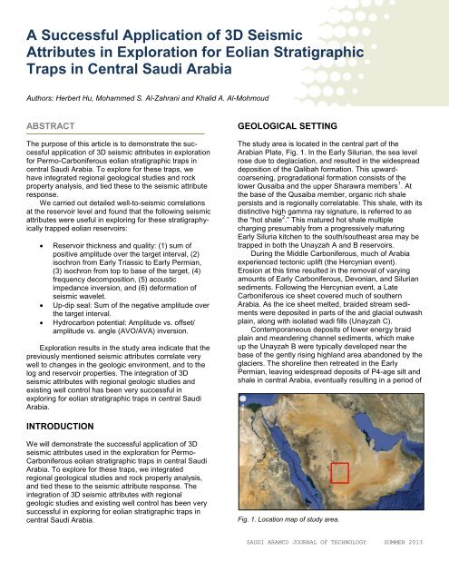 A Successful Application of 3D Seismic Attributes in ... - Saudi Aramco