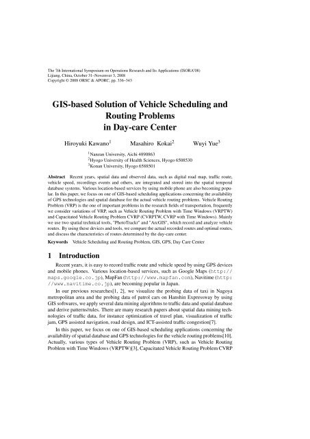 GIS-based Solution of Vehicle Scheduling and Routing ... - APORC