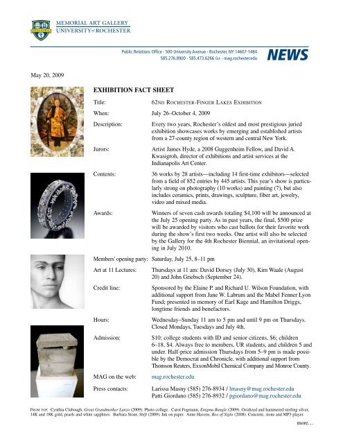 exhibition fact sheet - Memorial Art Gallery - University of Rochester