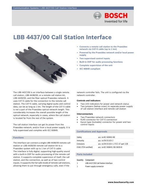 LBB 4437/00 Call Station Interface - Bosch