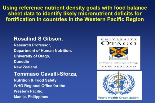Using reference nutrient density goals with food balance sheet data ...