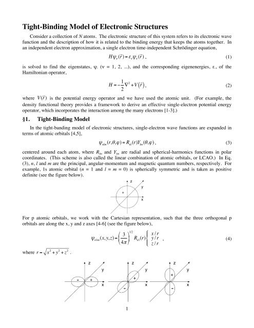 Tight-Binding Model of Electronic Structures
