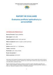Model raport de evaluare psihologica