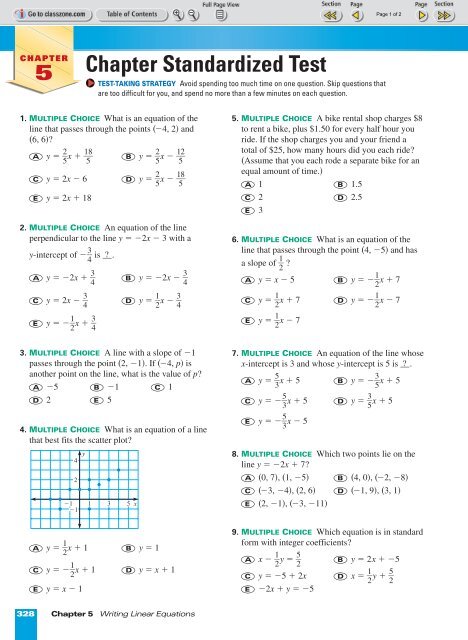 Alg 1 Ch 5 Stand Test pg 328