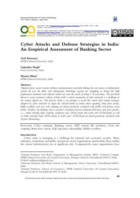 Cyber Attacks and Defense Strategies in India - International Journal ...