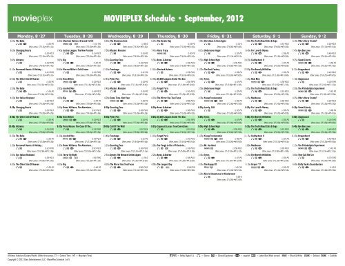 MOVIEPLEX Schedule - September, 2012 - Starz