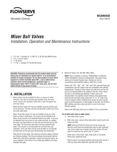 Miser Ball Valves - Boig & Hill