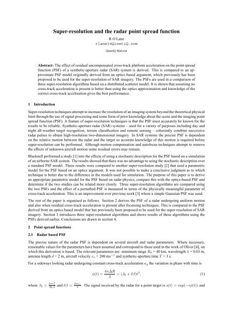Super-resolution and the radar point spread function - UCL ...