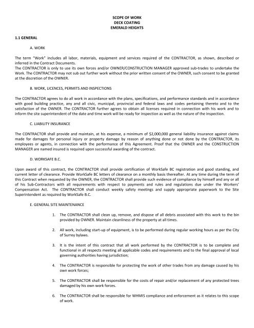 SCOPE OF WORK DECK COATING EMERALD HEIGHTS 1.1 ...