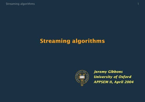 Streaming algorithms - CDC