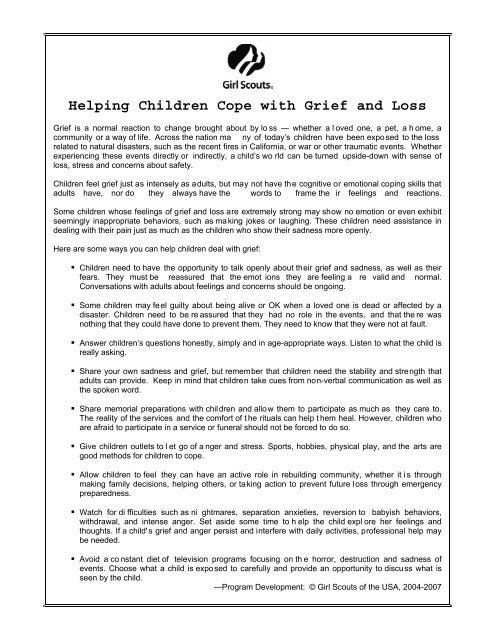 Helping Children Cope with Grief and Loss - Girl Scouts of the USA