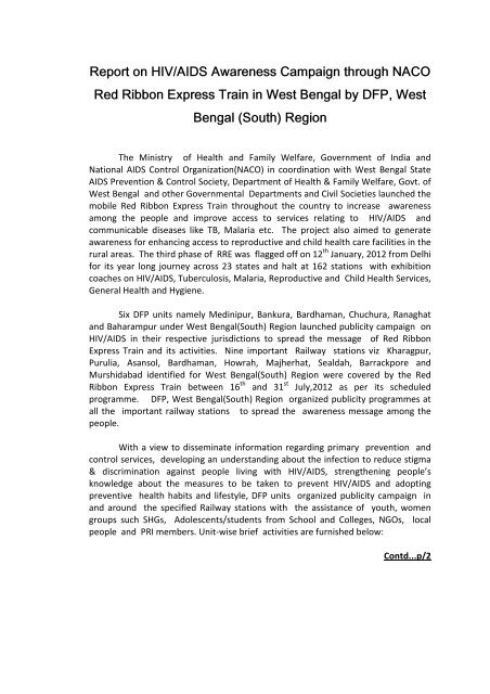 Report on HIV/AIDS Awareness Campaign through NACO ... - DFP